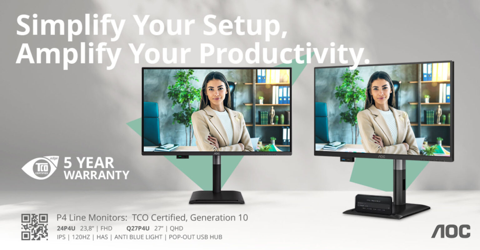 AOC lansează seria profesională de monitoare P4 cu 120 Hz și hub USB ...